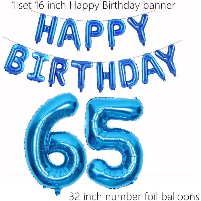 Ballons 65 Ans Anniversaire Homme Decoration Bleu Décoration ...