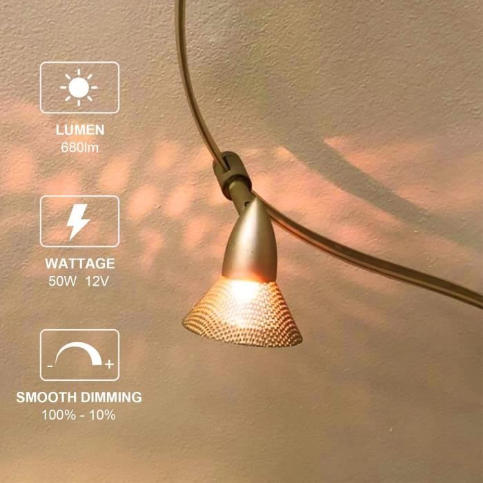 Comyan Lot de 6 ampoules halogènes MR16 50W 12V GU5.3, culot à 2 ...