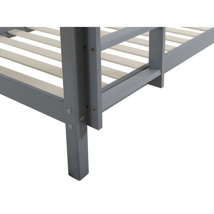 Lits superposés ANICET II - 2 x 90 x 190cm - Pin Massif - Gris + matelas - Cdiscount Maison