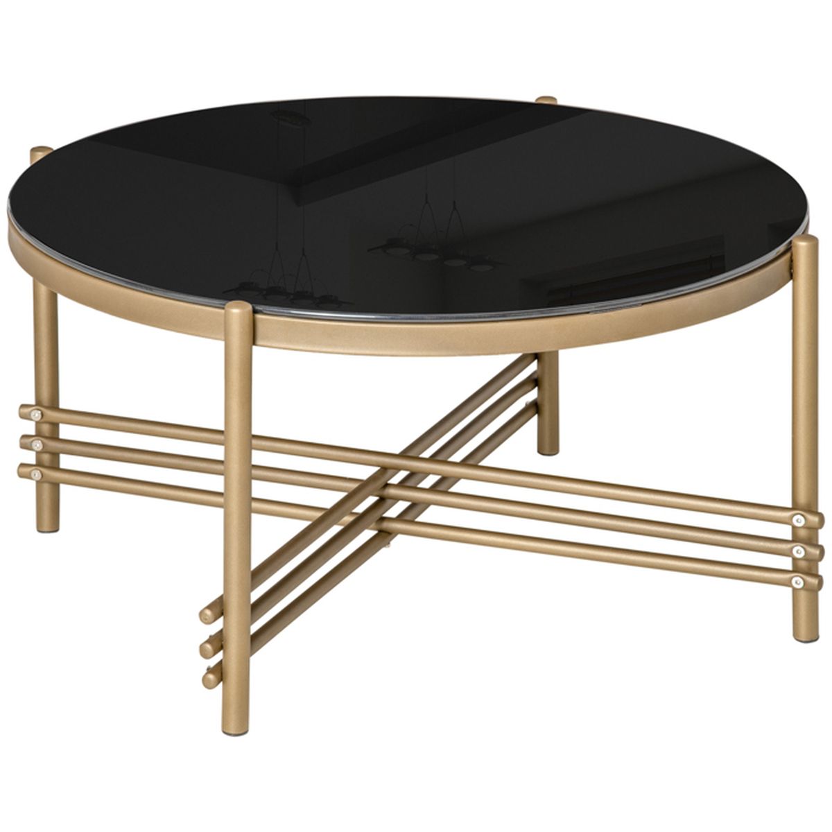 Table basse ronde design style art déco Ø 85 x 41H cm plateau verre ...