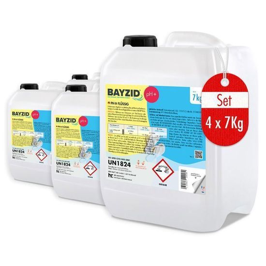 BAYZID® pH Plus Liquide - Augmenteur de pH pour Piscine - Bidon de 4 x ...