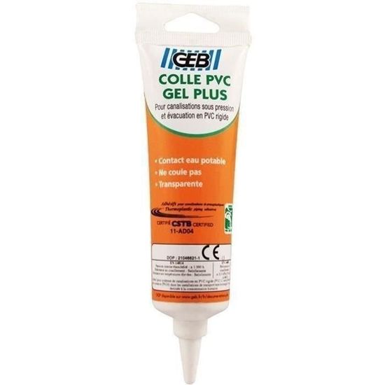 Colle PVC Gel plus - GEB - 125 mL - Colle en gel - Spéciale EAU POTABLE ...