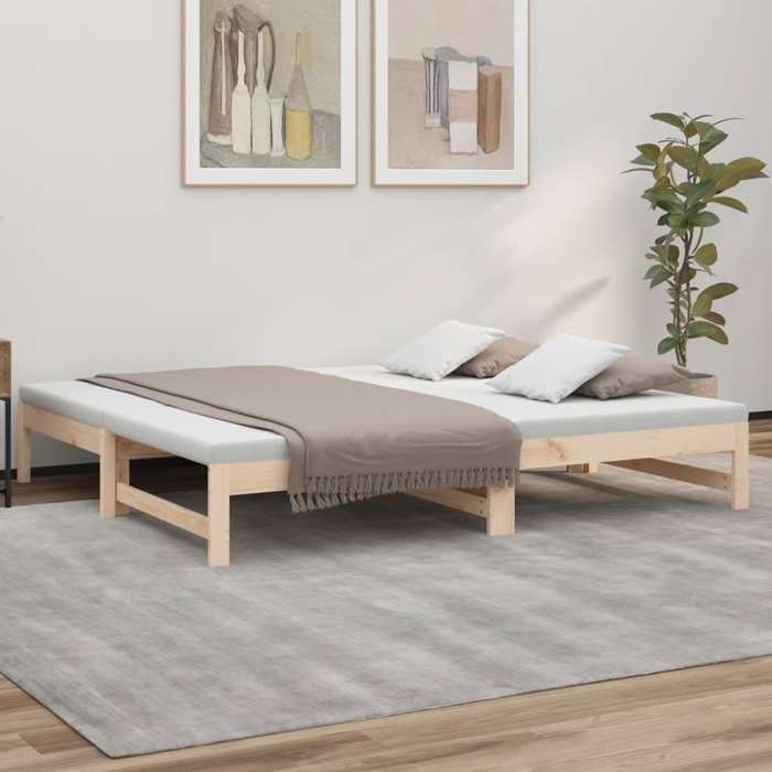 Lit coulissant 2x(75x190) cm Bois de pin massif BDMF00434904431 ...