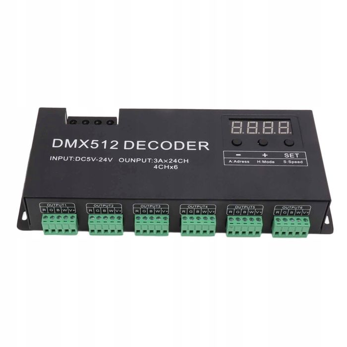 LIX-Décodeur DMX 24 canaux Affichage numérique RGBW DMX512 Contrôleur de LED à gradation pour ...