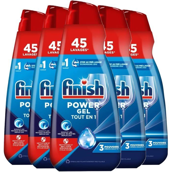 Finish Power Gel Tout en 1 - Lot de 5 x 0,9L - Cdiscount Electroménager