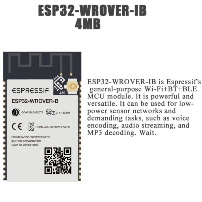 ESP32 Wrover-Ib - 1PCS ESP32 Développement WiFi + Bluetooth Ultra ...