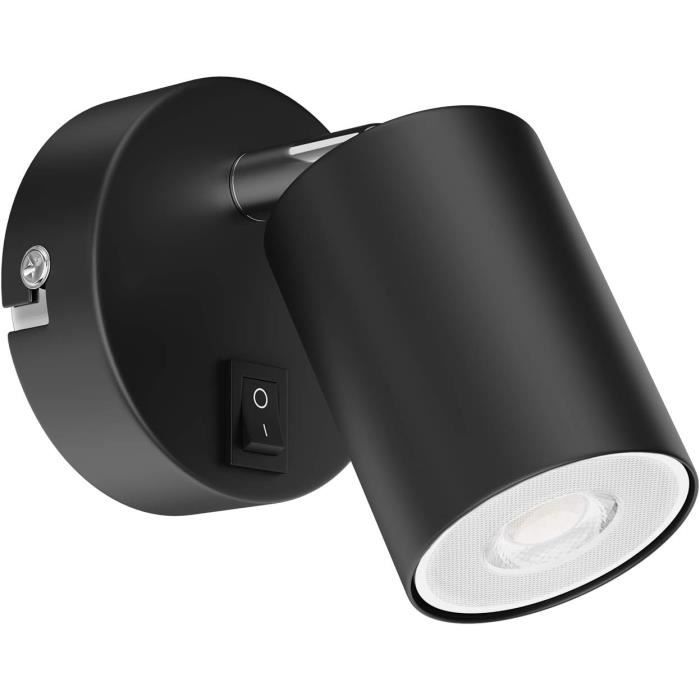 Spot Mural , À Une Flamme, Avec Interrupteur, Noir Mat, Incl. Lampe Led ...