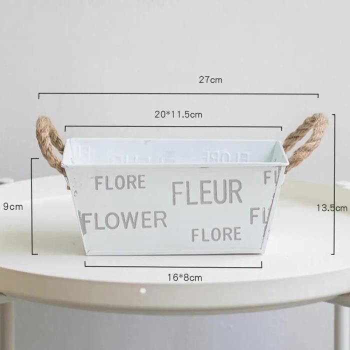 Seau à fleurs - Rectangle - Fer forgé - Vintage - 18 vases - Décoration ...