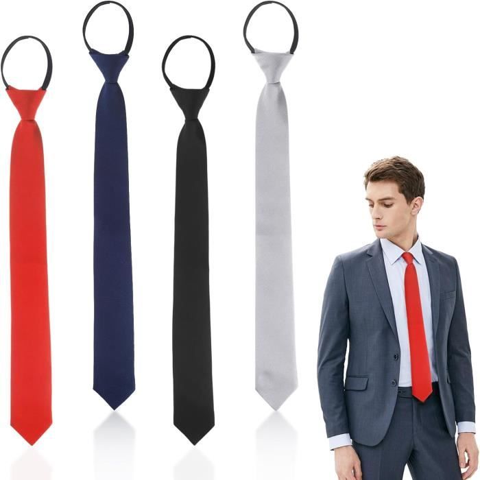 Lot de 4 cravates pour homme avec nœud pré-noué - Cravates noires pour ...