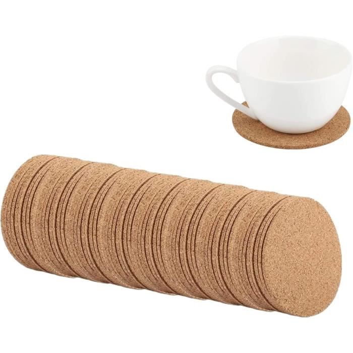 Dessous de Verres Bois Sous verres en Liège Naturel Coaster Tasse À ...
