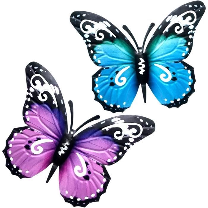 2 Pièces Papillon Decoration Murale Metal, Papillons Decoratifs en ...