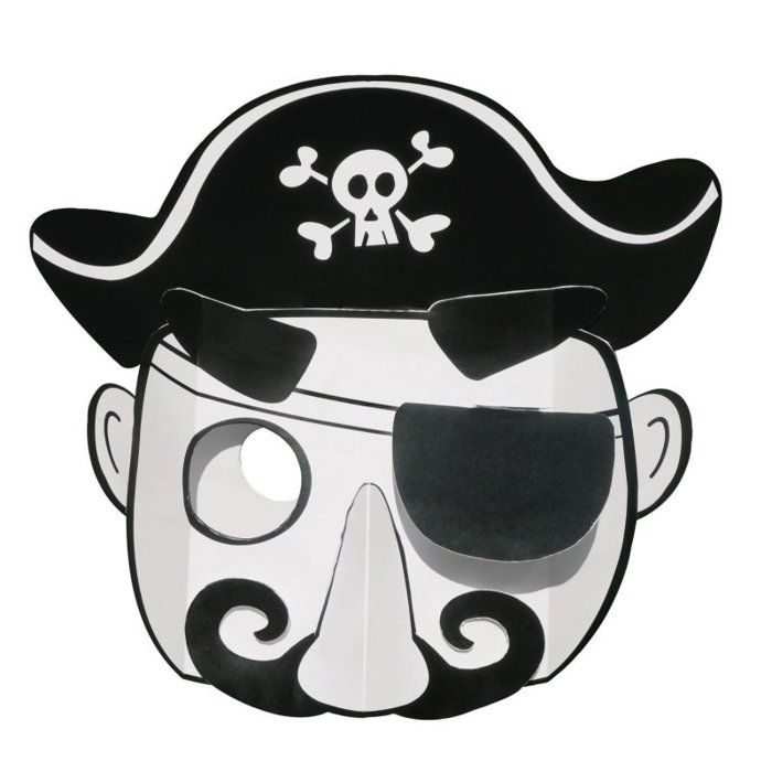 Masque enfant 3D carte forte capitaine pirate à colorier et à monter ...