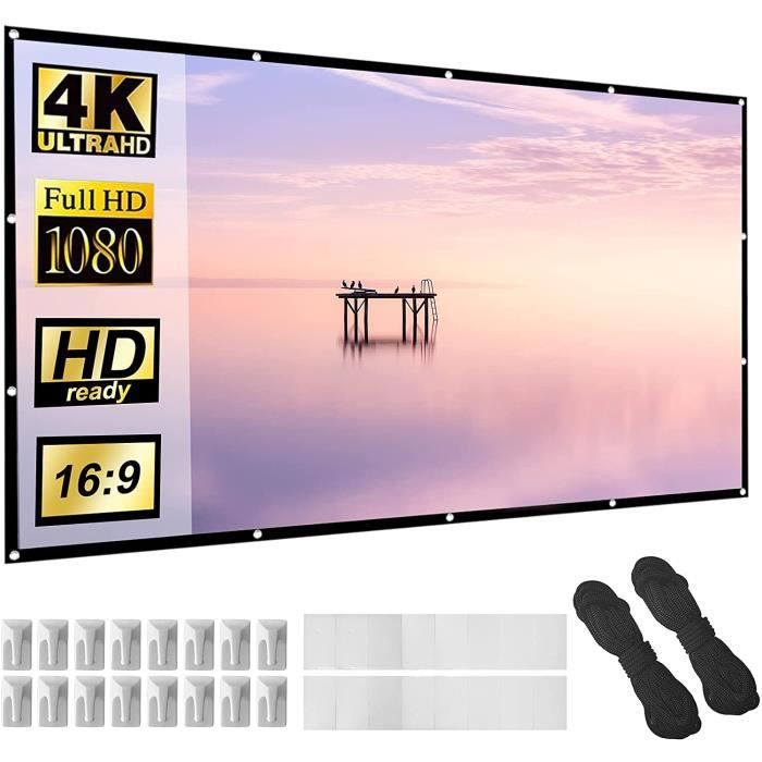 Écran de projecteur 120 pouces 16: 9 HD Pliable Anti-froissement Écran ...