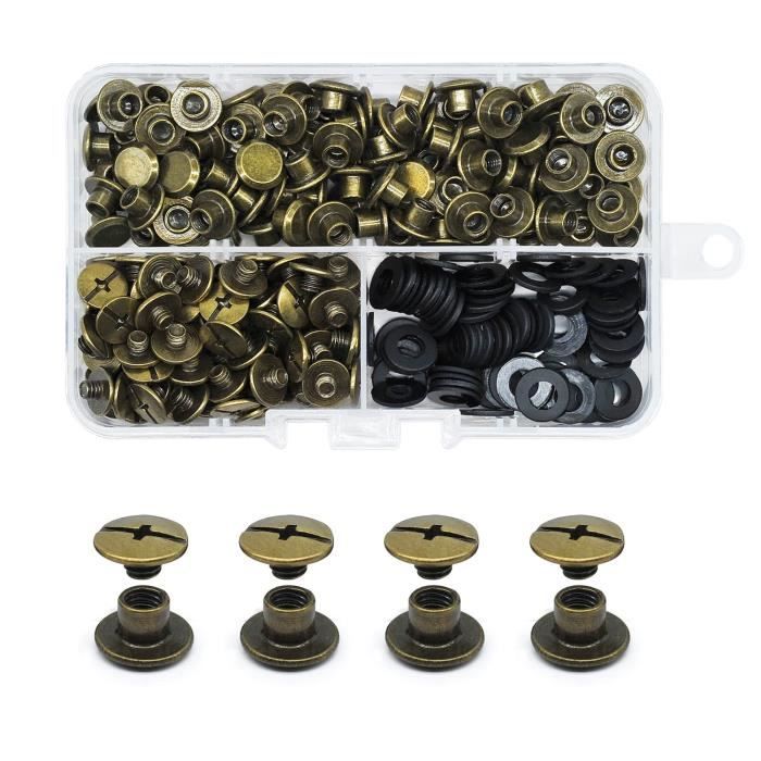 100 Set Vis Chicago,M5X4Mm Kit De Rivets Pour Cuir Cruciforme, Vis ...