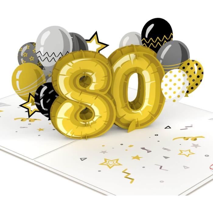 ® Carte Pop-Up 80E Anniversaire – Carte D'Anniversaire 3D Faite À La ...