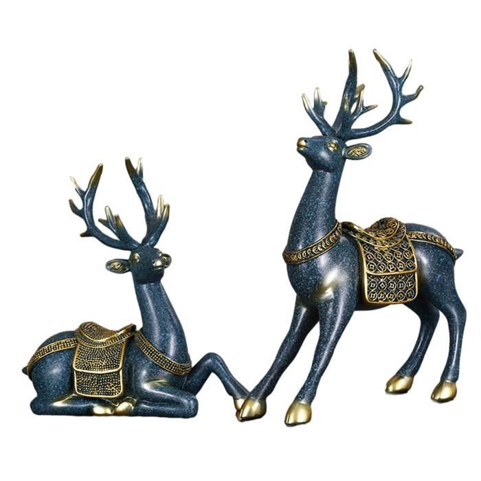 Figurines de renne de Noël, 2 pièces en résine d'élan de style nordique ...