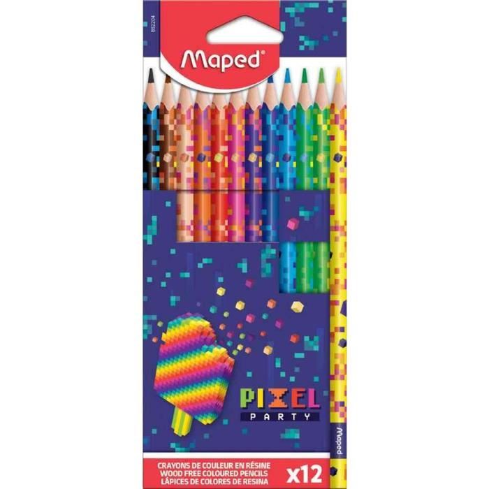 Crayon de couleur - Maped - PIXEL PARTY - 12 crayons - Mine résistante ...