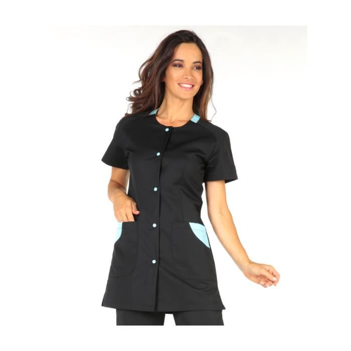 Tunique de travail femme à manches courtes Roxi... Noir/azur ...