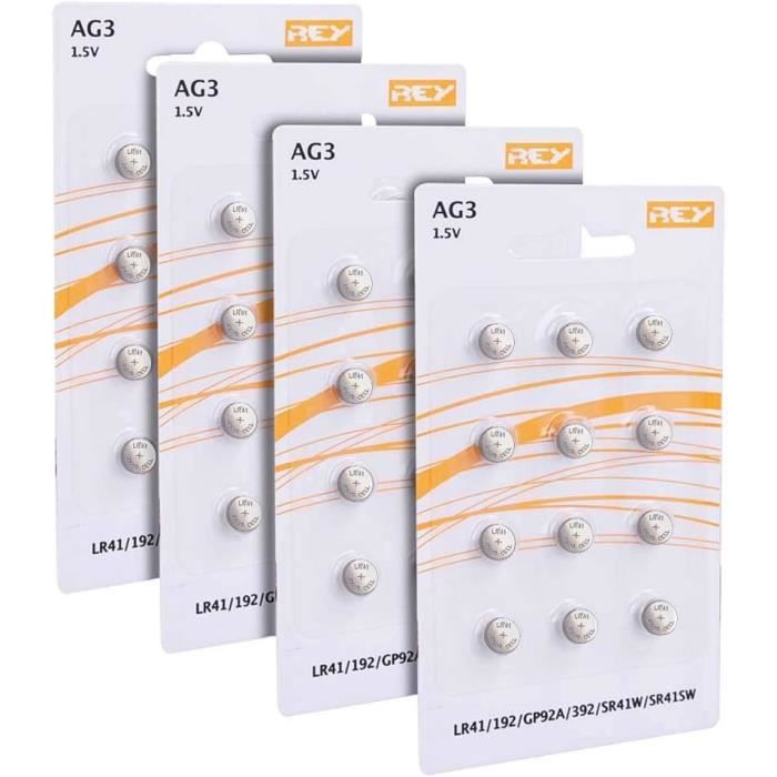 Lot De 48 Piles Ag3 1.5V, Pile Bouton Au Lithium Alcaline, Lr41, 192, Gp92A, 392, Sr41W, Sr41Sw ...