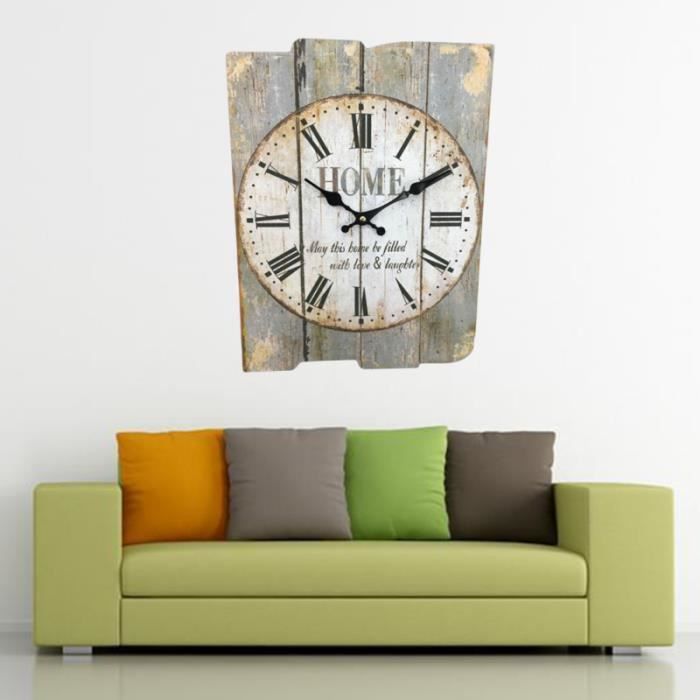 Carré rustique en bois horloge ferme usé décoratif chiffre romain ...