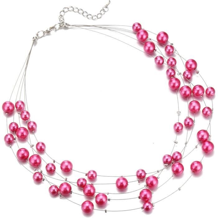 Autumn Collier Pendentif En Fausses Perles À Couches Multiples Collier ...