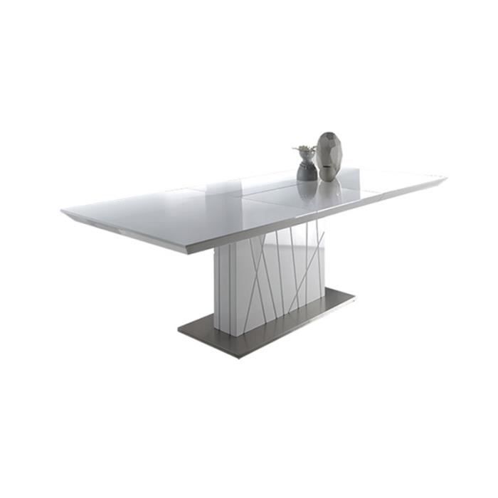 Table à manger extensible blanc laqué design ELODIE - Cdiscount Maison