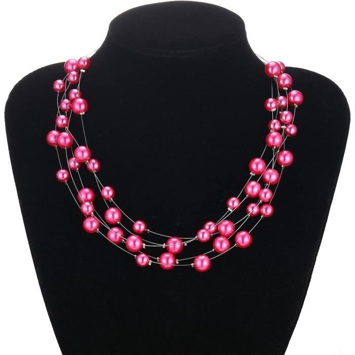 Autumn Collier Pendentif En Fausses Perles À Couches Multiples Collier ...