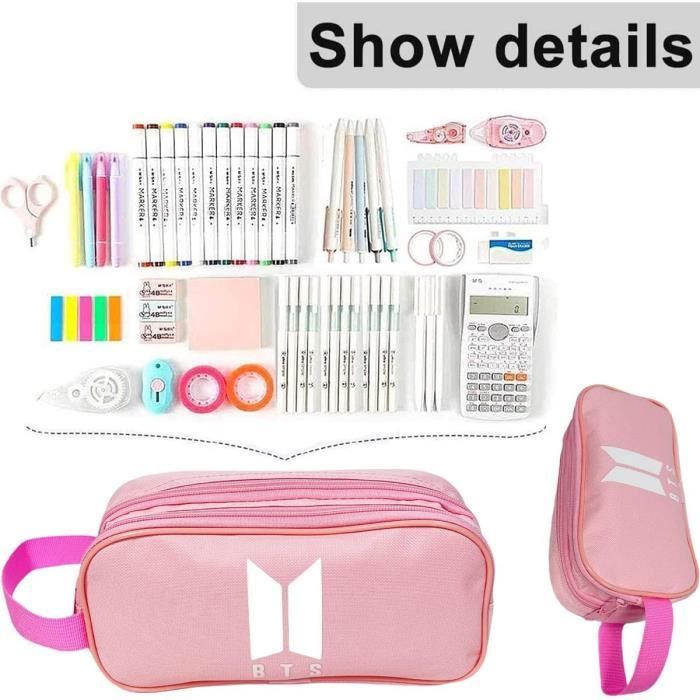 Trousse Crayon Grande Capacité, Bts Double Compartiment Sac À Crayons ...