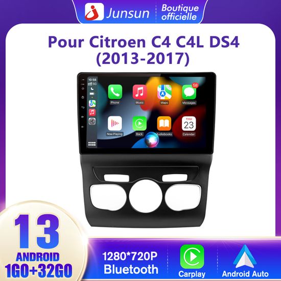 Junsun Autoradio Android 13 pour Citroen C4 C4L DS4 (2013-2017) [1Go+32Go] 9 ''Écran Carplay ...