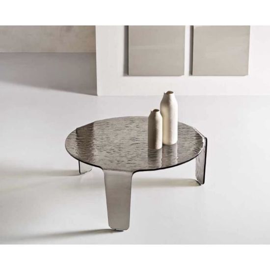 Table basse - NORI - Verre Bronze - Rond - Contemporain - Design ...