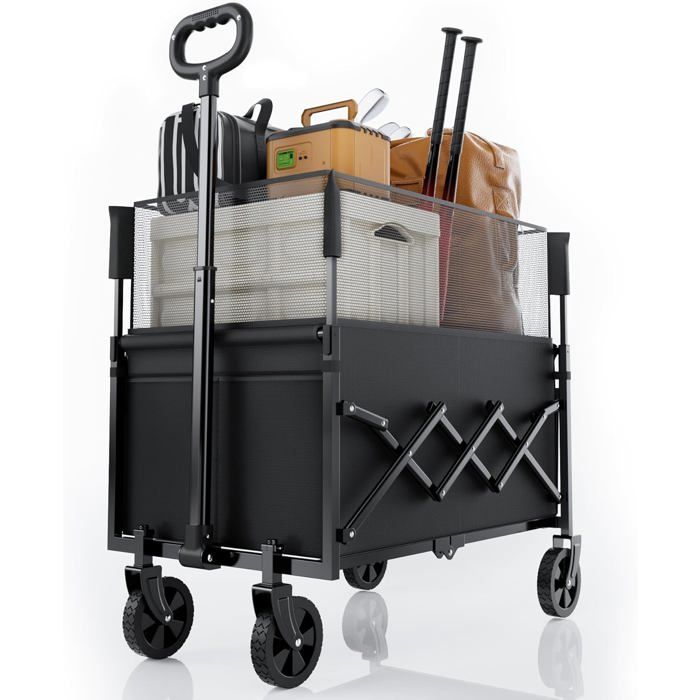 Chariot Utilitaire Pliable avec roulettes, capacité de 120 L, Noir21 ...