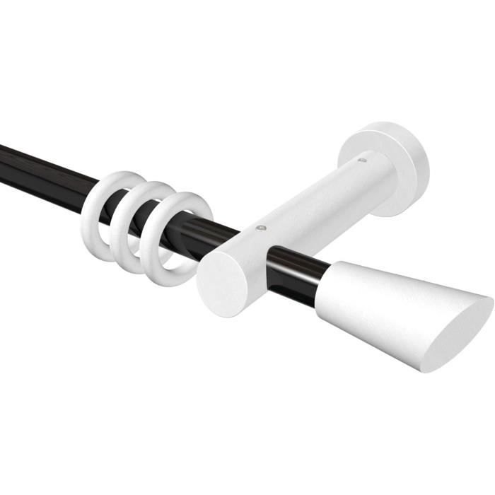 Tringle À Rideaux - 20 Mm De Diamètre - 1 Rail - Type Conus - Métal-Bois - Noir-Blanc Laqué ...