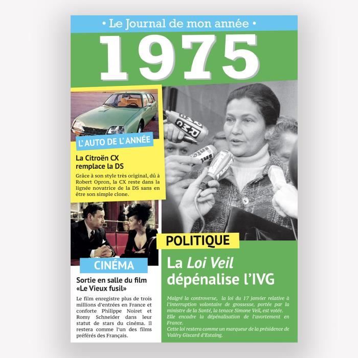 Carte - Le journal de mon année - 1975 - Multicolore - Papier glacé - 3 ...
