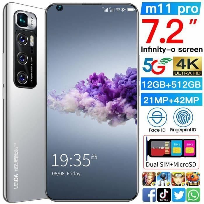 M11pro 72 pouces Smartphone 2 16 Go de tlphone portable intelligent ...