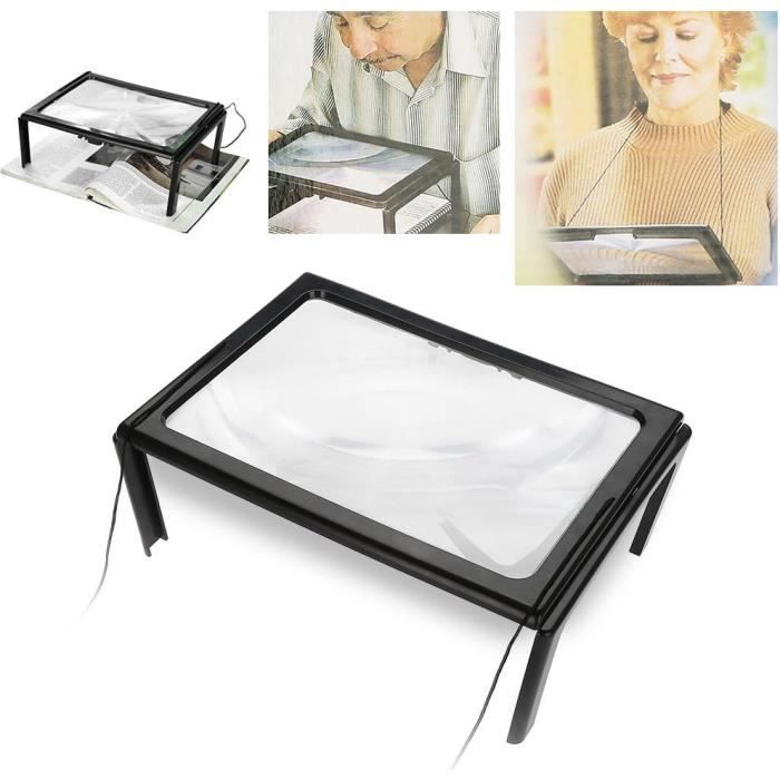 Loupe De Lecture, Loupe Avec Lumière Led, Loupe Pliable Ultra-Mince A4 Pleine Page Avec 3X Loupe ...