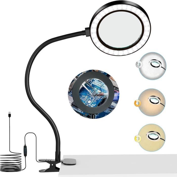 Lampe Loupe 8X Loupe À Intensité Variable Avec Lumière Et Support, 3 ...