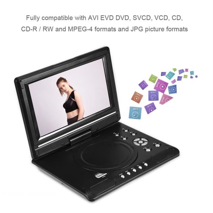 Garosa Lecteur DVD USB Rotatif 9 pouces Portable LCD Widescreen Lecteur ...