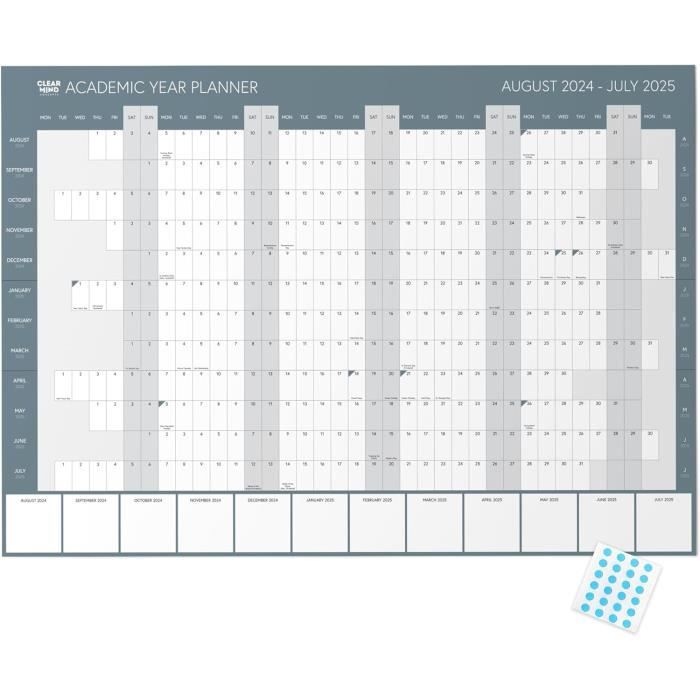 Calendrier Scolaire Mural 2023-2024 Calendrier D'Études Plié A1 Avec ...