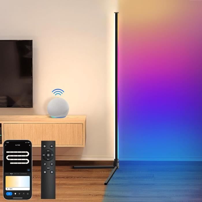 Rgb Lampadaire Sur Pied Salon Led D'Angle, 155.5Cm Lampe Sur Pied Avec Telecommande Et App ...