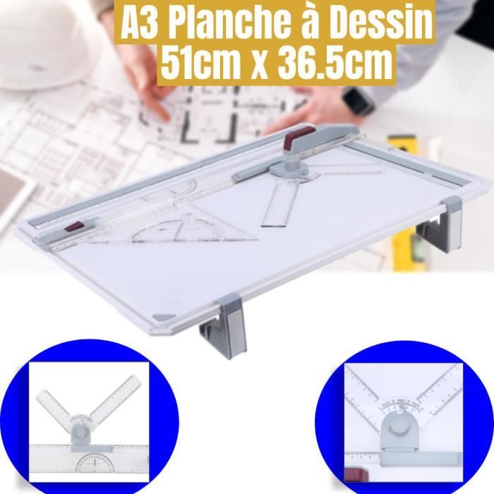 Planche à dessin A3 anti-choc, Indéformable et lavable, Avec règle ...