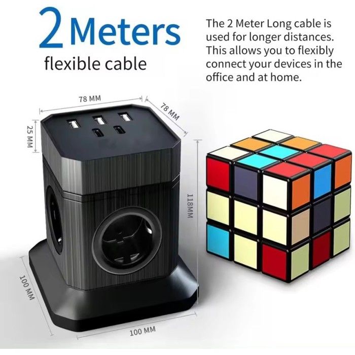 Tour Multiprise Parasurtenseur Parafoudre 5 Prises avec 3 USB A + + 2 ...