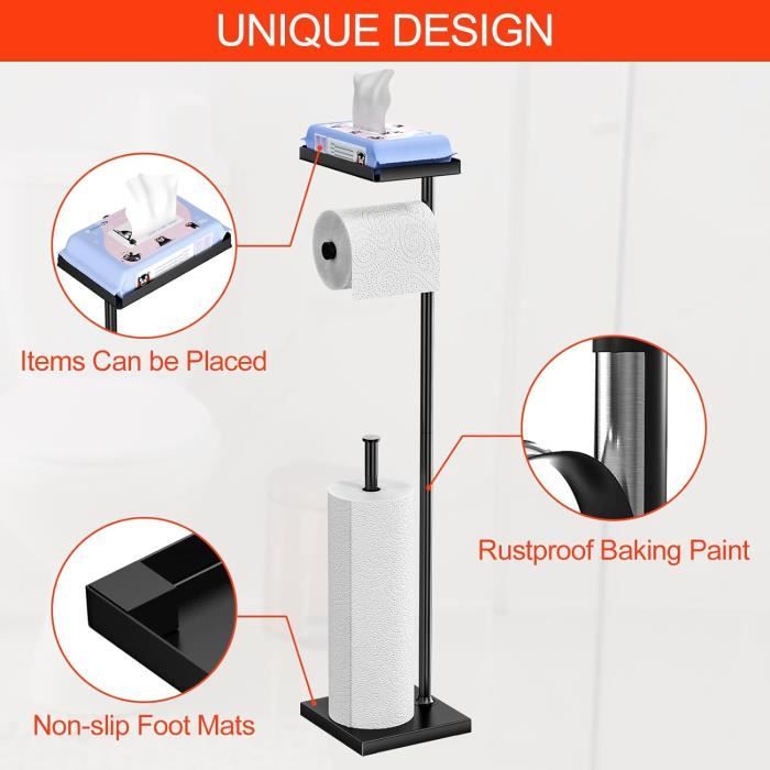 Porte Papier Toilette Vertical, Support Rouleau Sur Pied Essuie Tout ...