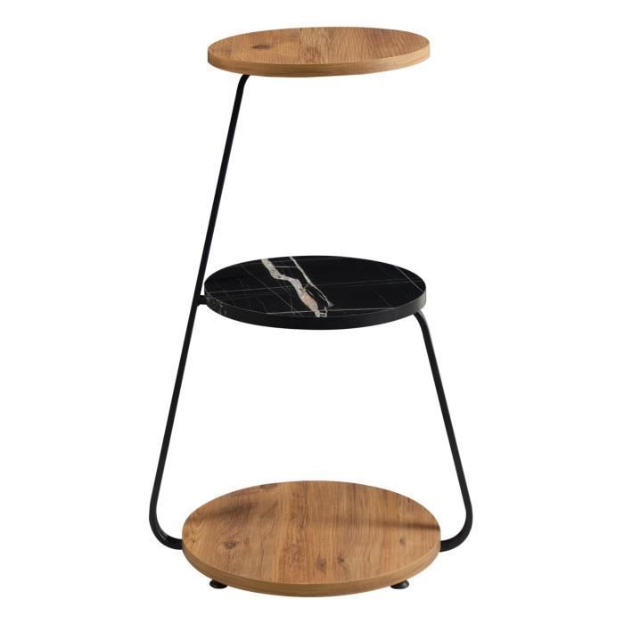Table d'appoint Sipoo à 3 niveaux 74 x 46 x 37 cm effet noyer - marbre ...