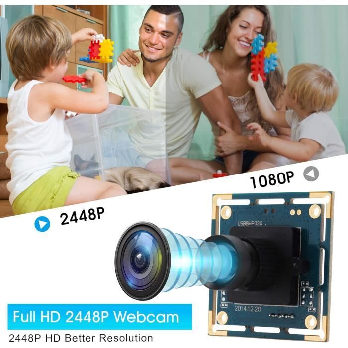 Caméra vidéo IMX179 avec capteur 8 MP (1-3,2") pour une meilleure performance d'image.[J472 ...
