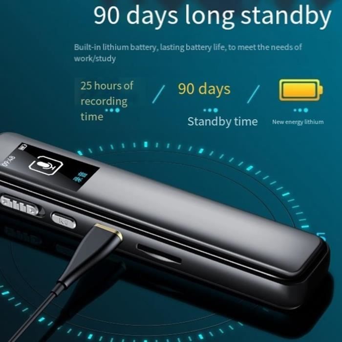 Mini enregistreur vocal numérique MP3 avec stylet - Carte TF 8 Go ...