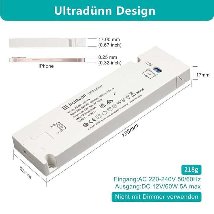 Transformateur 220v 12v, Led Transfo 12V 60W Transfo 230v sur 12v Led ...