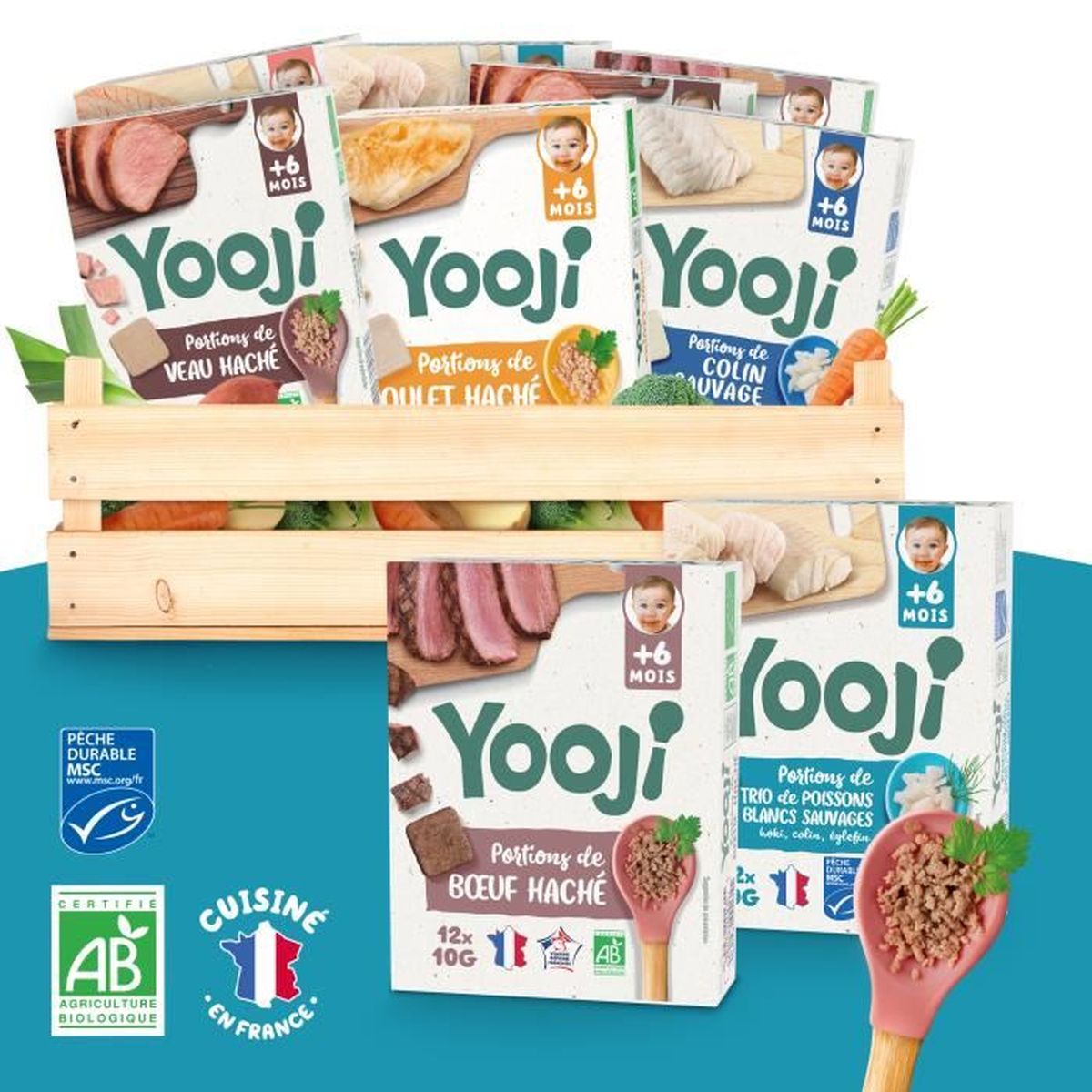 Yooji - Mes premiers hachés de viandes Bio et poissons MSC (en portions ...