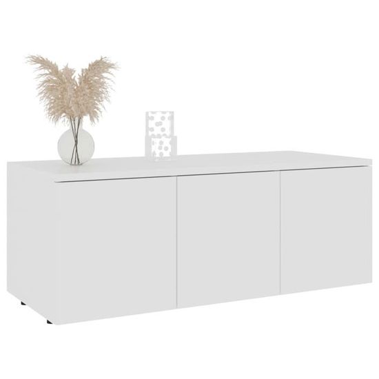 Meuble TV - MVS - Table de Télévision,unité TV, Blanc 80x34x30cm - bois ...