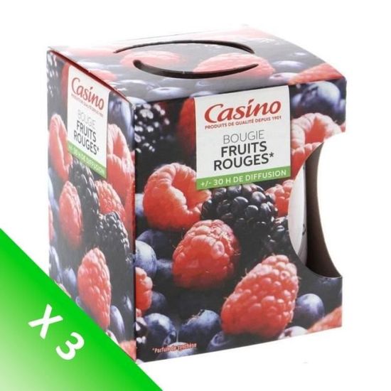 [LOT DE 3] CASINO Bougie Fruits Rouges - 125 g - Cdiscount Maison
