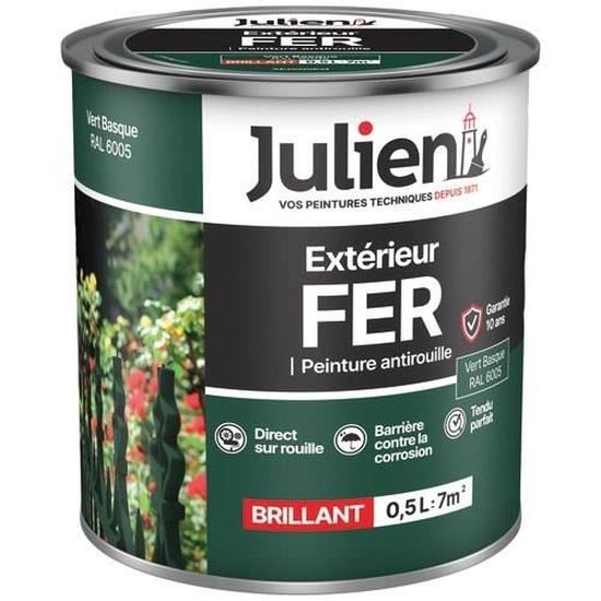 Peinture extérieur fer anti-rouille - JULIEN - Brillant - 0.5L - Vert ...